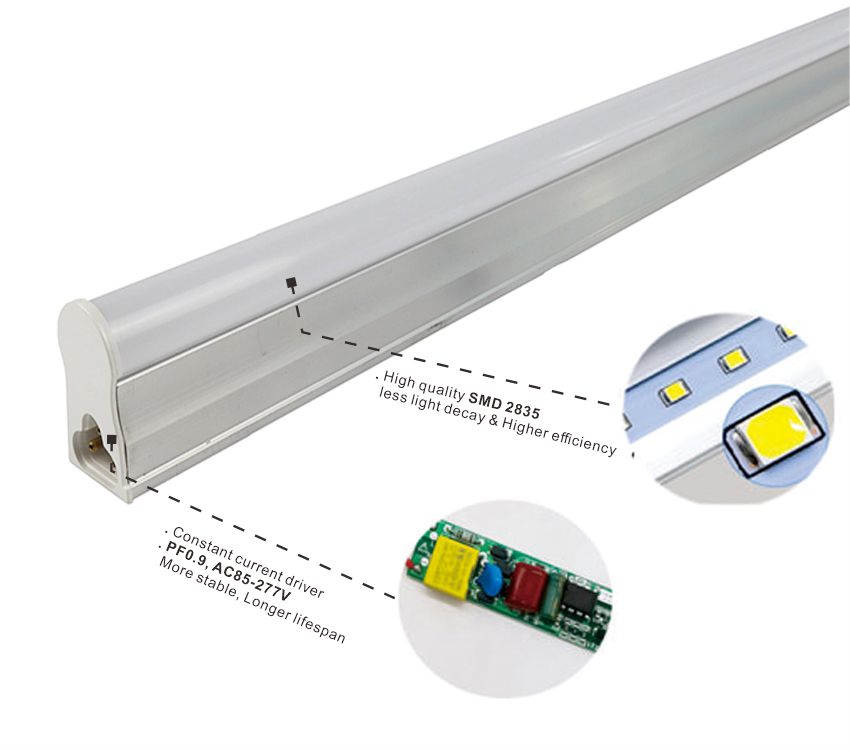 t5 integrated led light tube lamp 6500k 2ft 3ft 4ft